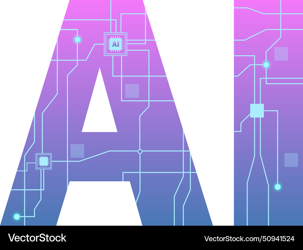 Ai technology with path artificial intelligence Vector Image