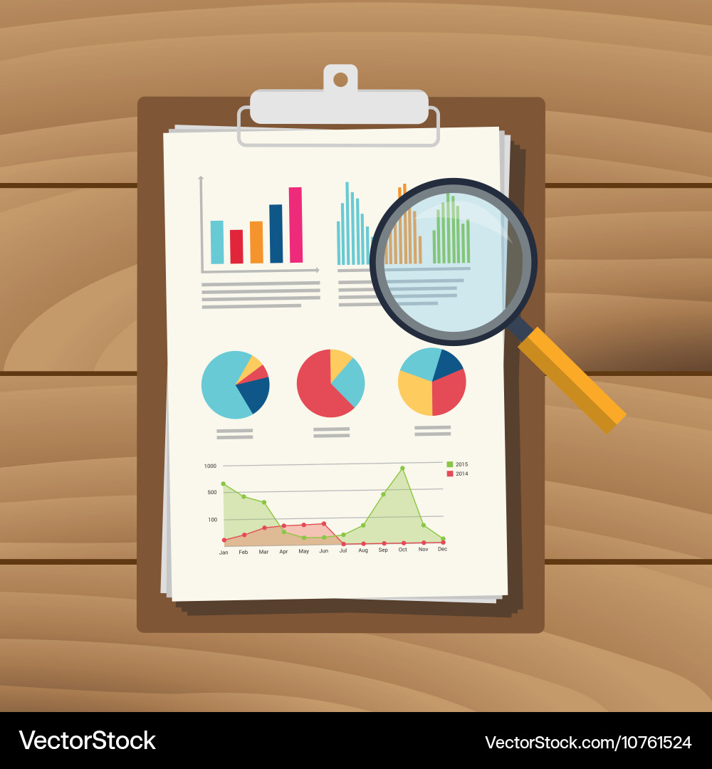 Audit graph data analysis result paper document Vector Image
