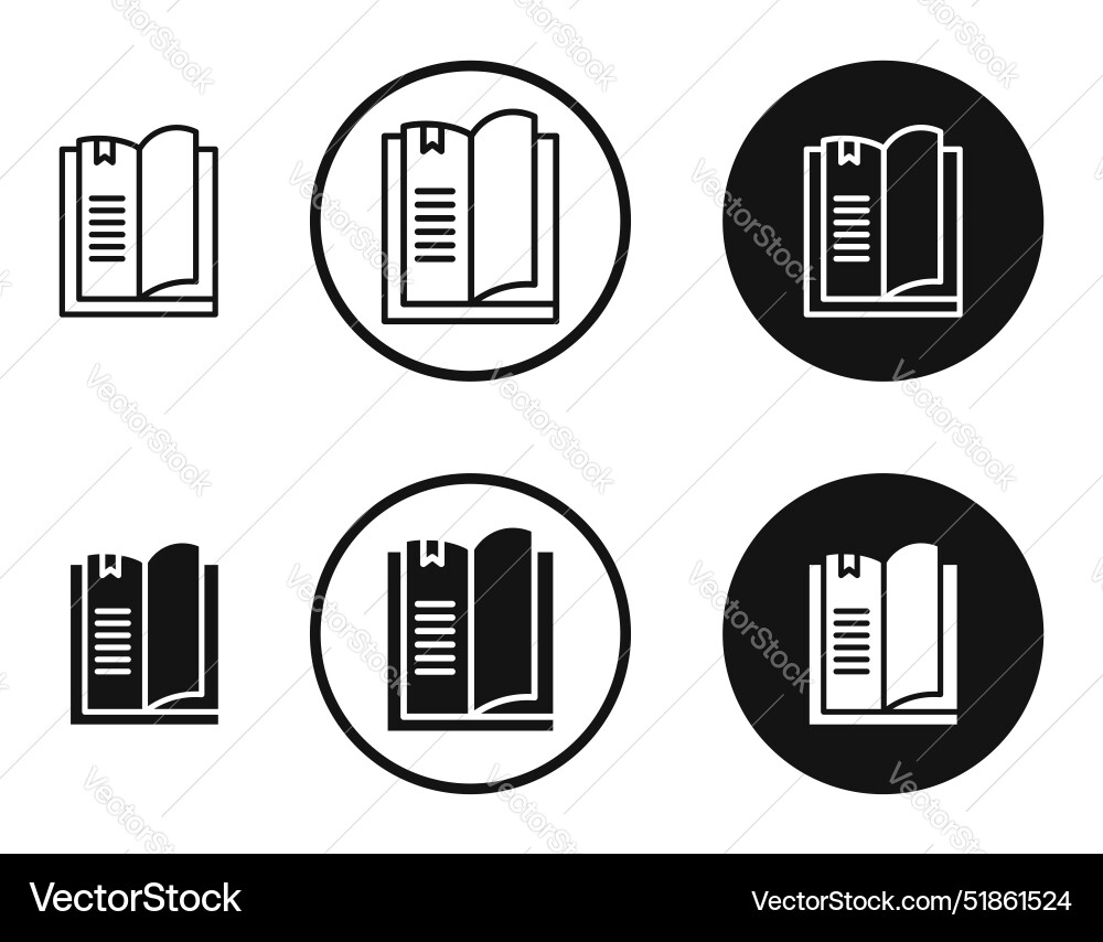 Book copy icon set in black and white outlines Vector Image