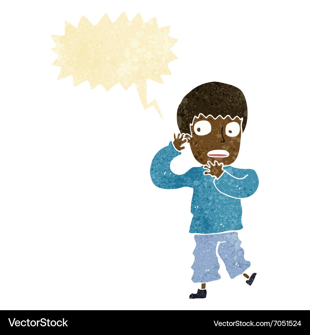 Cartoon frightened boy with speech bubble Vector Image