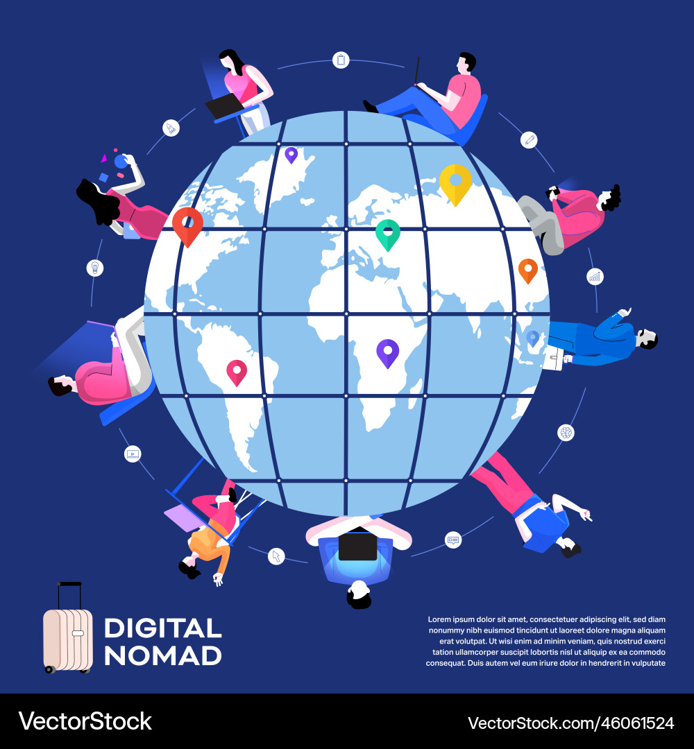 Digital nomad 04 Royalty Free Vector Image - VectorStock