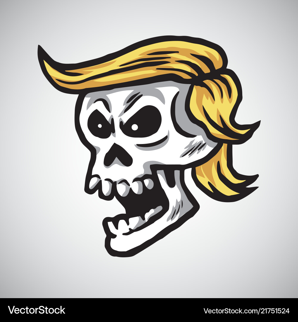 Donald trump skull cartoon Royalty Free Vector Image