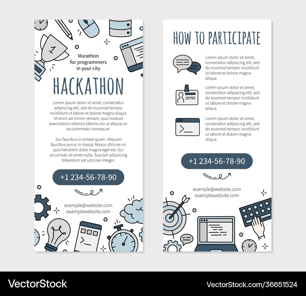 Hackathon and datathon flyer in doodle style Vector Image