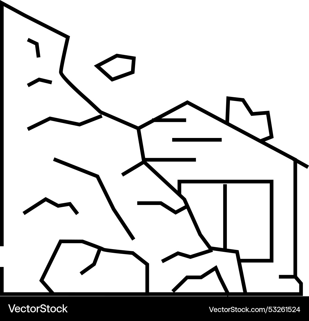 Landslide disaster line icon Royalty Free Vector Image