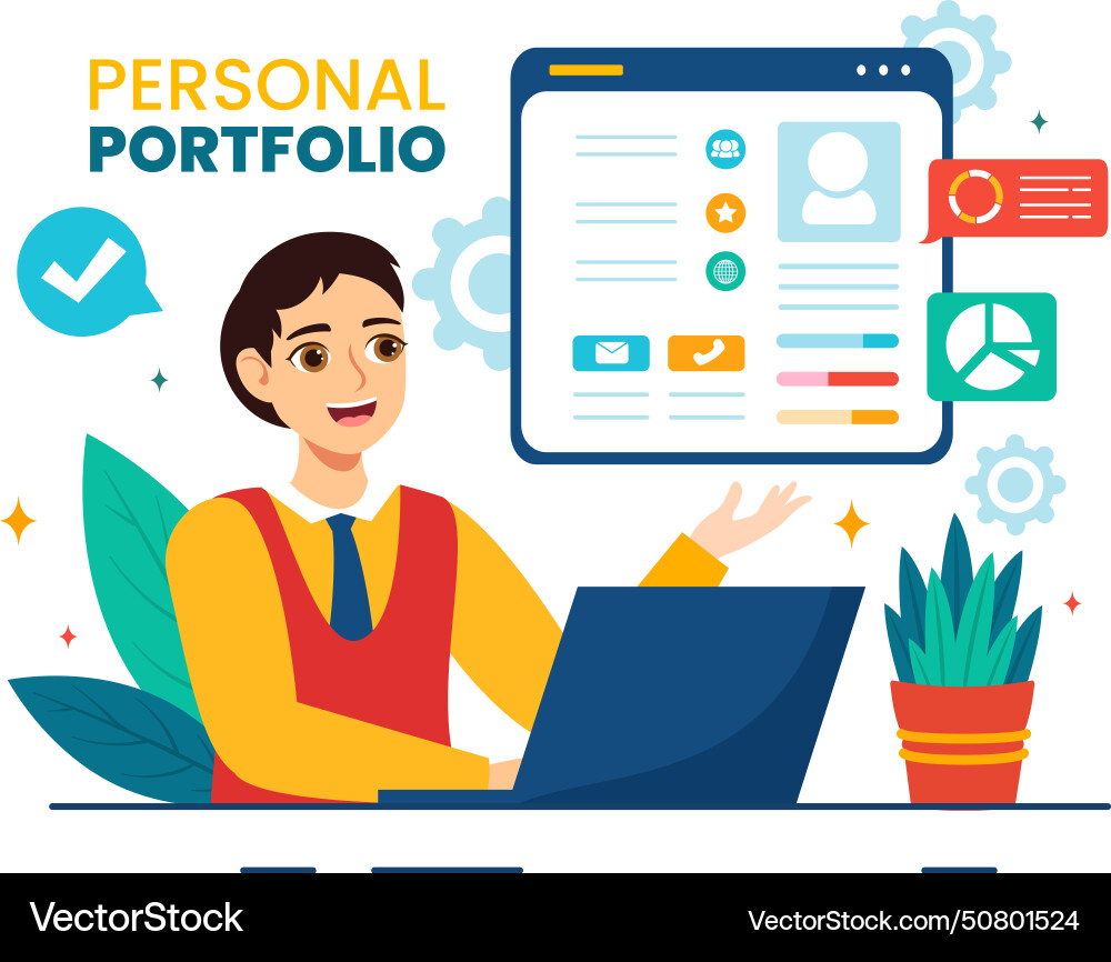 Personal portfolio with profile data resume Vector Image