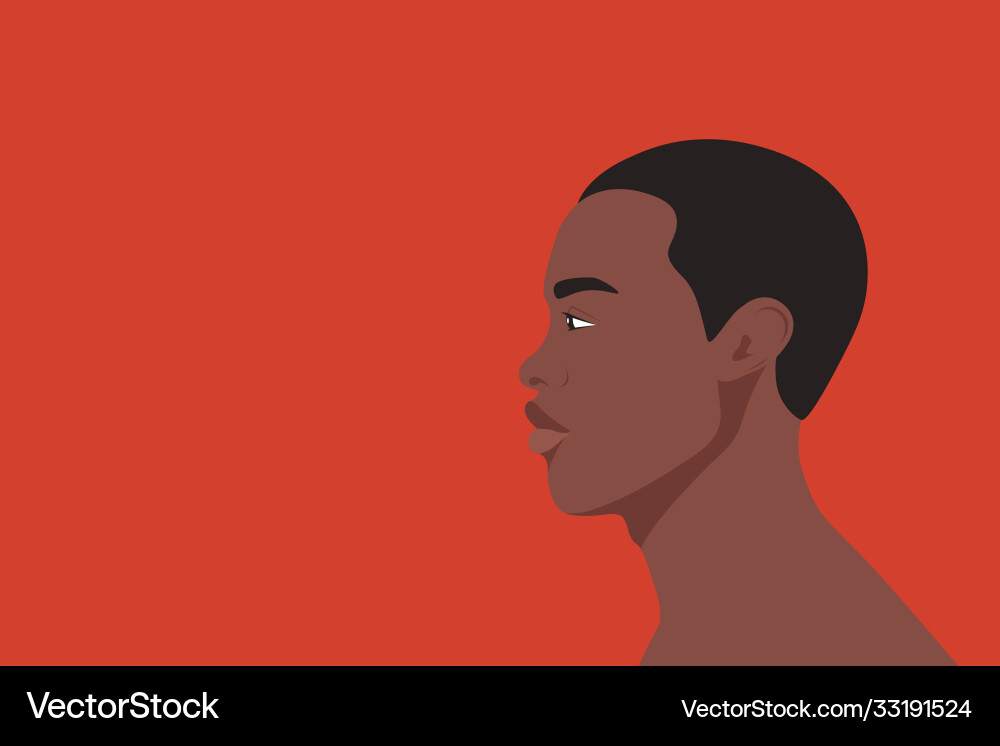 Portrait young afro black man on red background Vector Image