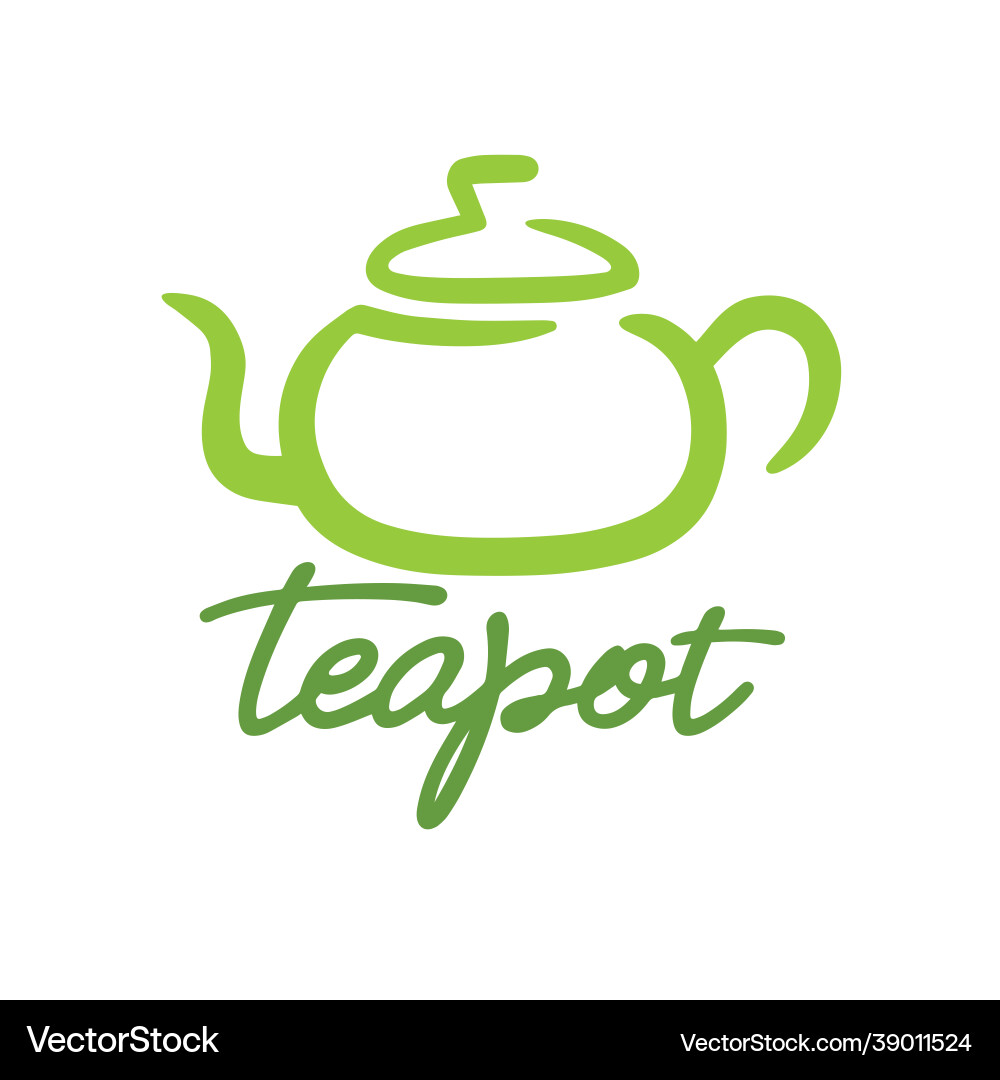 Teapot traditional logo green design icon Vector Image
