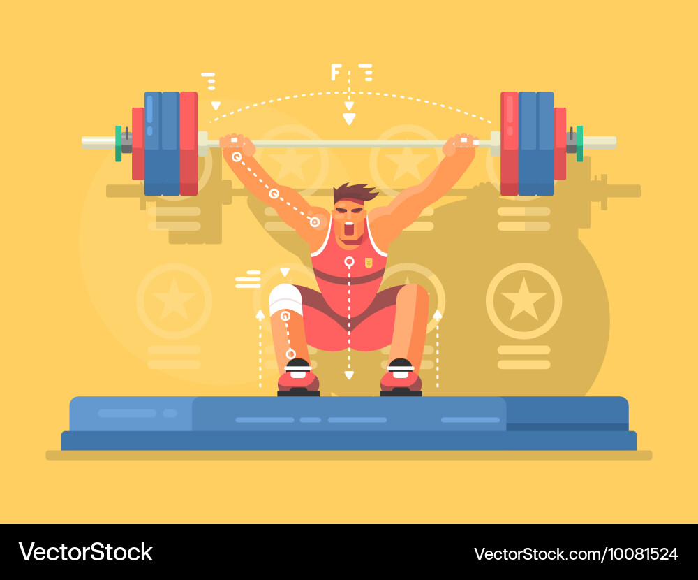 Weightlifting Competitions Flat Design Royalty Free Vector