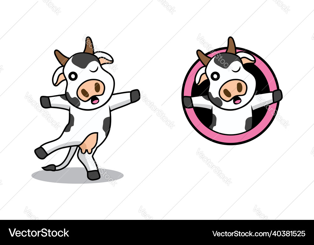 Cute cow cartoon character design Royalty Free Vector Image