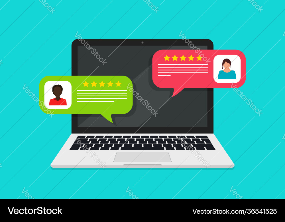 Online bubble chat with review and feedback Vector Image