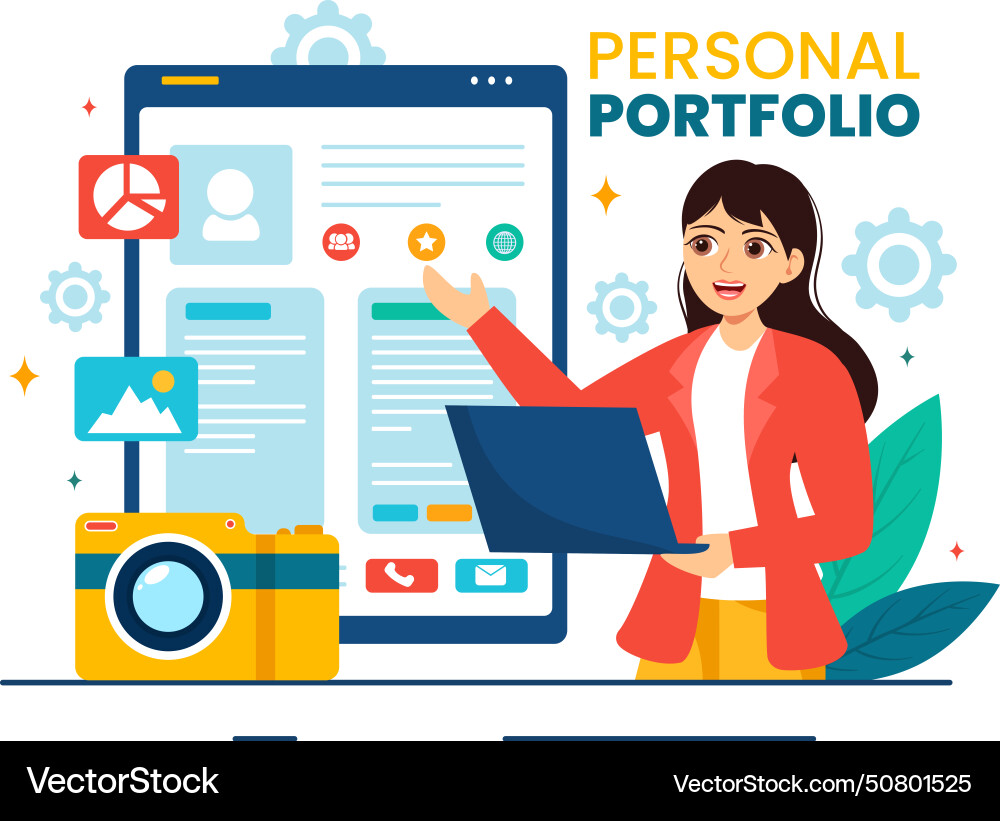 Personal portfolio with profile data resume Vector Image
