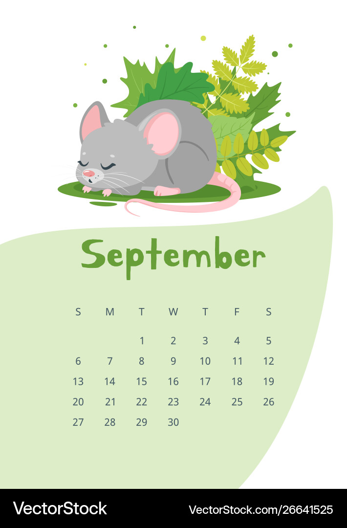 September calendar flat template Royalty Free Vector Image