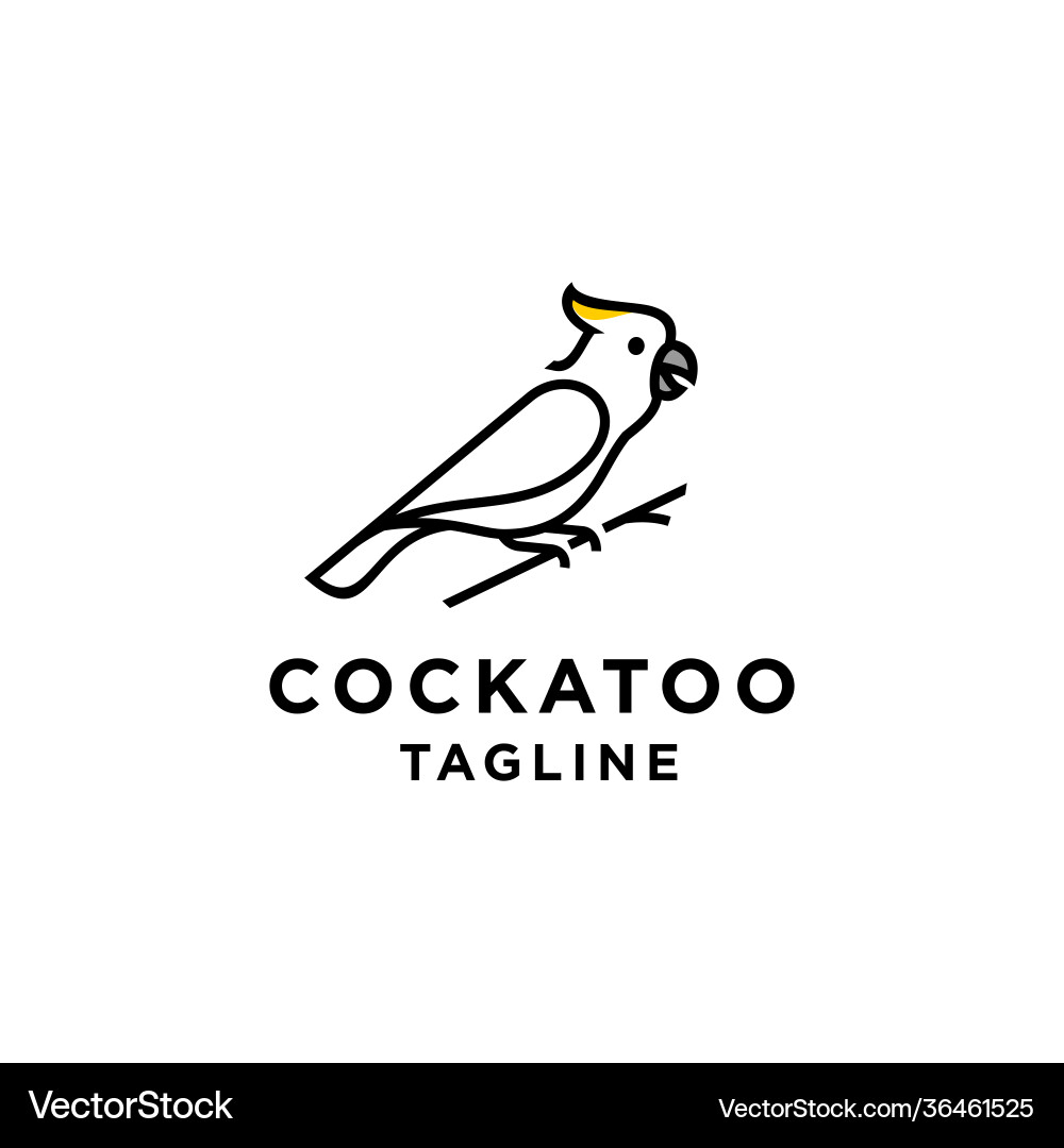 Simple line cockatoo bird logo icon design Vector Image