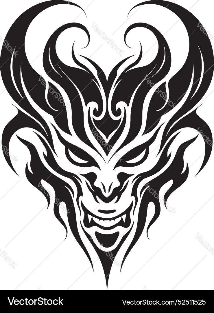 Wicked impression evil devilhead icon in black Vector Image