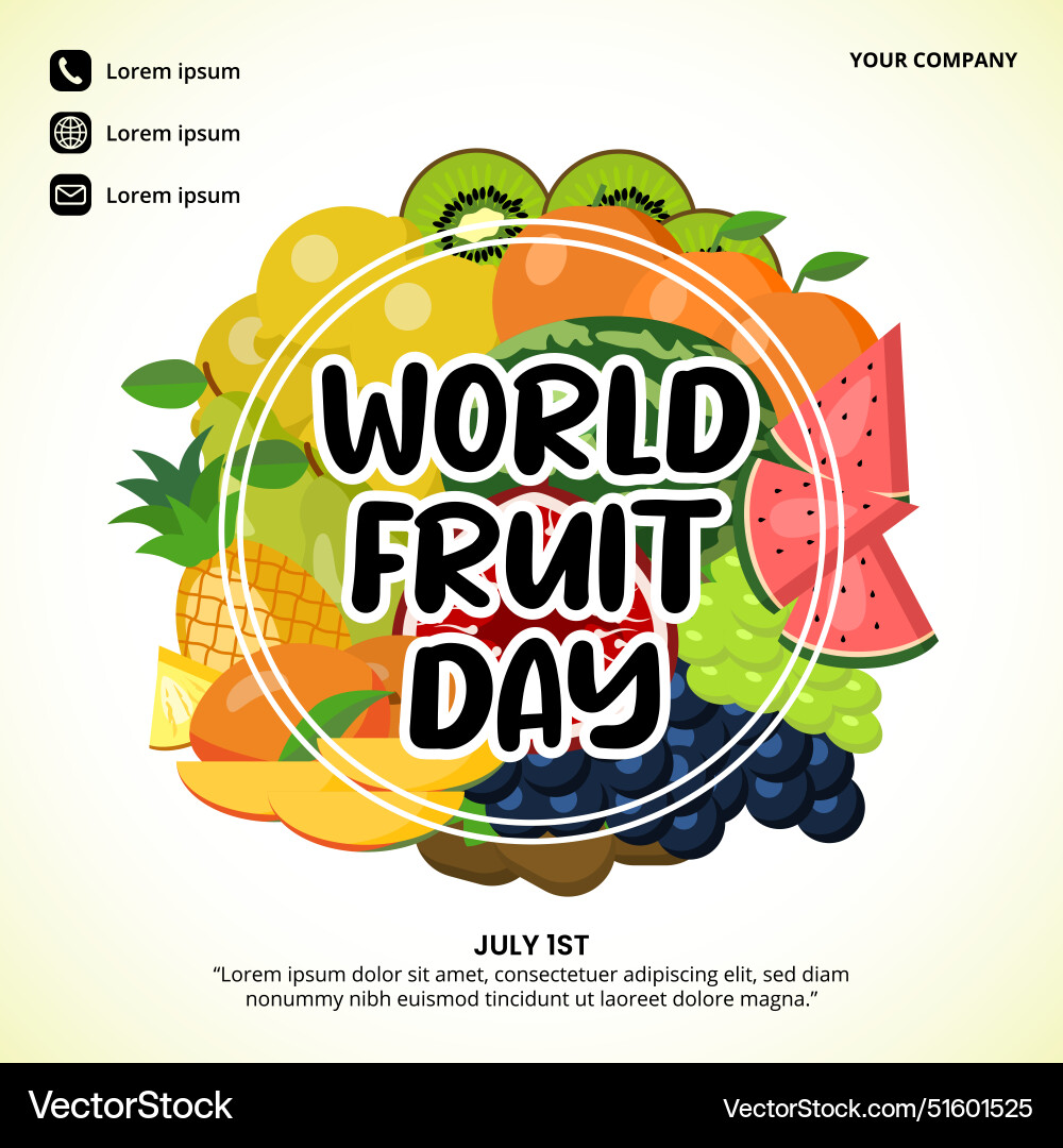 World fruit day background with fresh fruits Vector Image