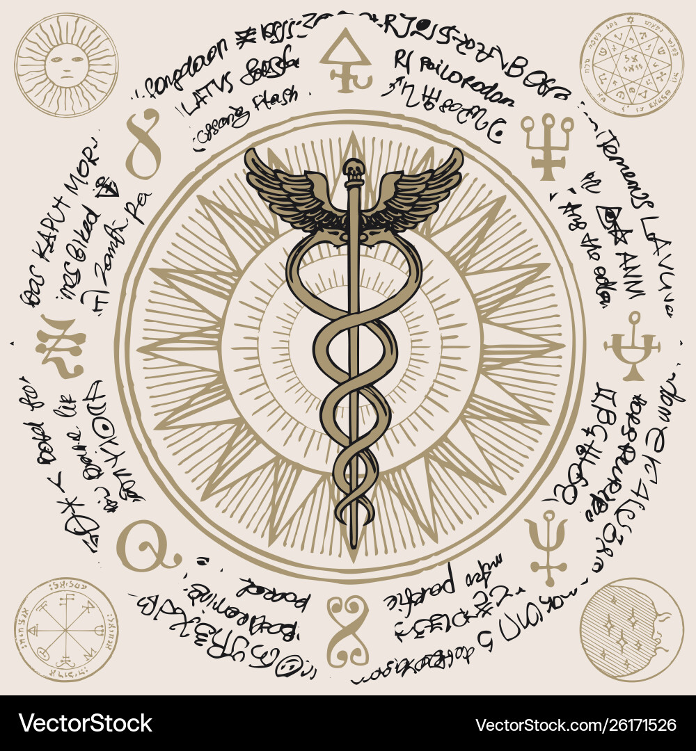 Caduceus Symbol - Hermes Staff Royalty Free Vector Image