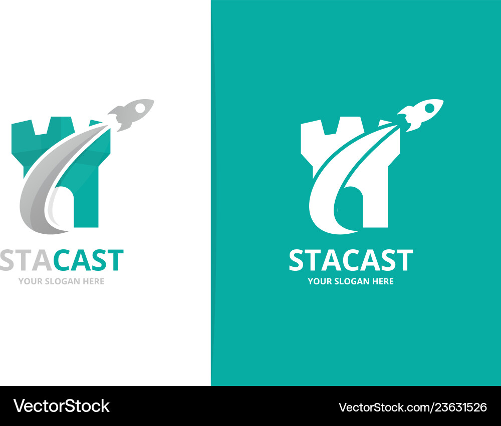Castle Rocket Logo Combination Royalty Free Vector Image