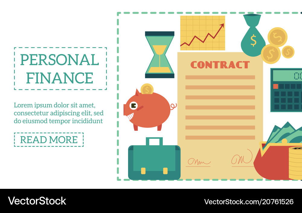 Flat personal finance poster template Royalty Free Vector