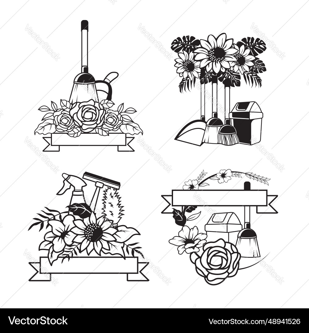 Floral house cleaning logo design template Vector Image