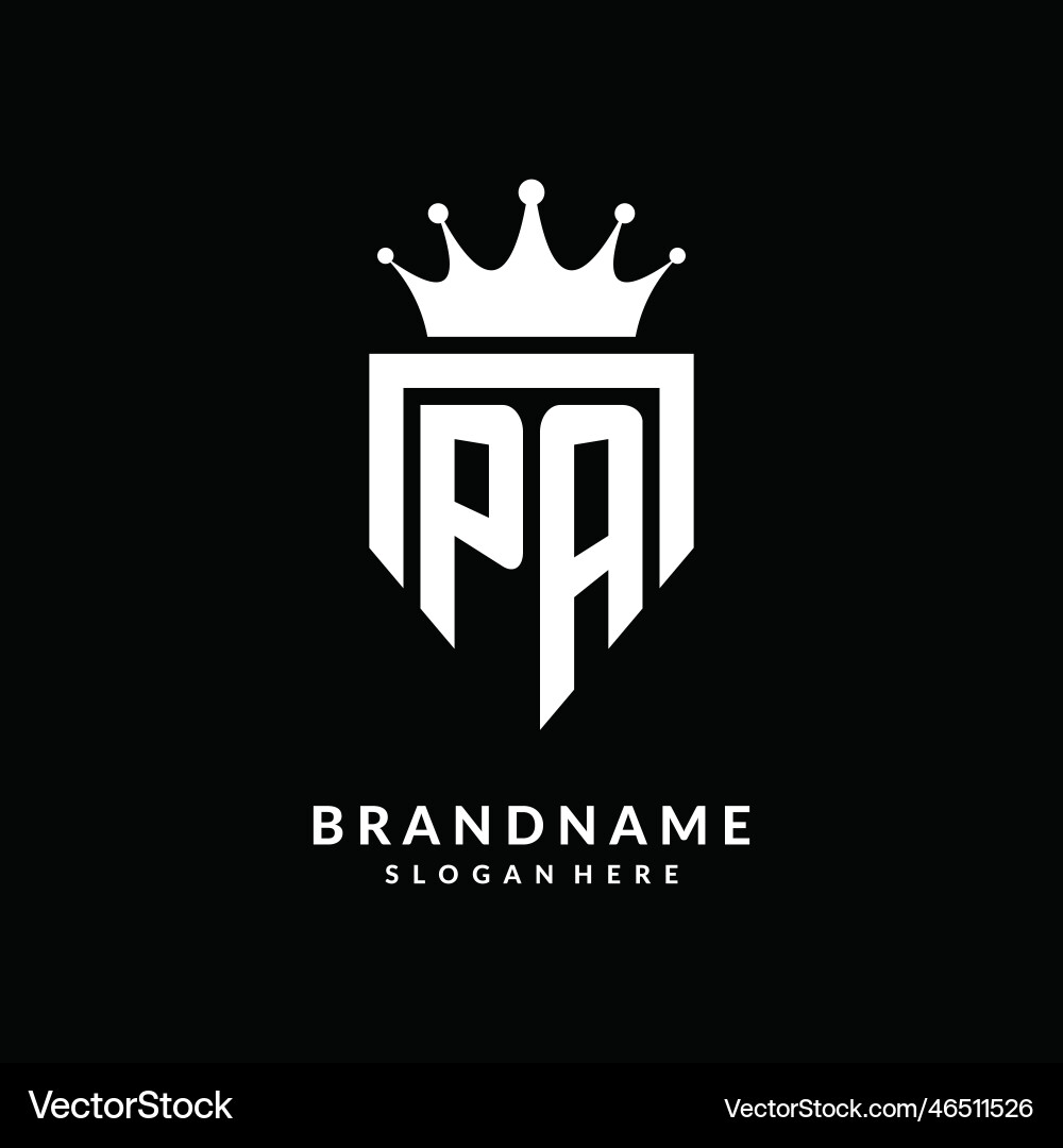 Letter pa logo monogram emblem style with crown Vector Image