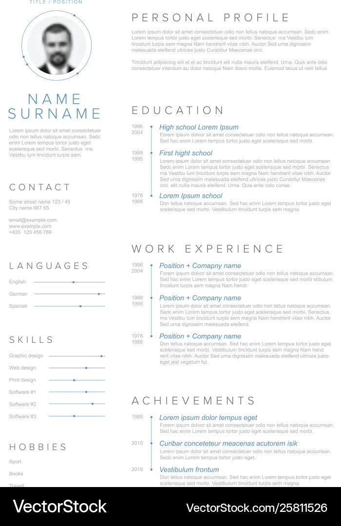 Modern Resume CV Template Royalty Free Vector Image