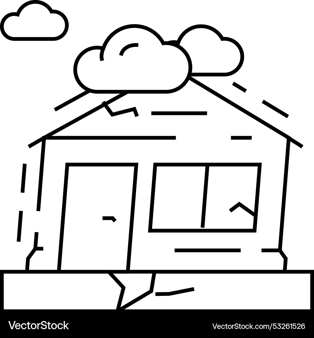 Nature apocalypse line icon Royalty Free Vector Image