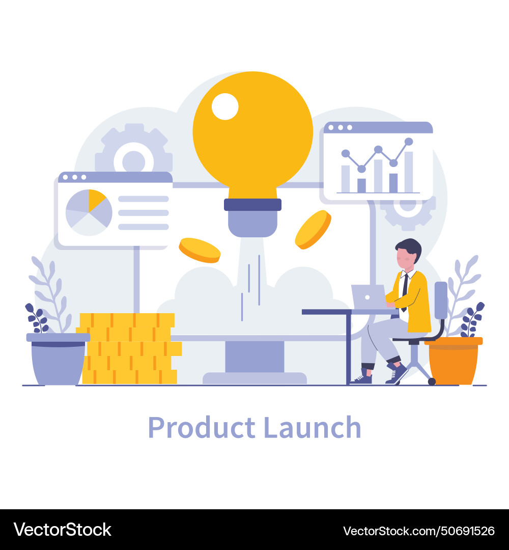 Product development concept flat Royalty Free Vector Image