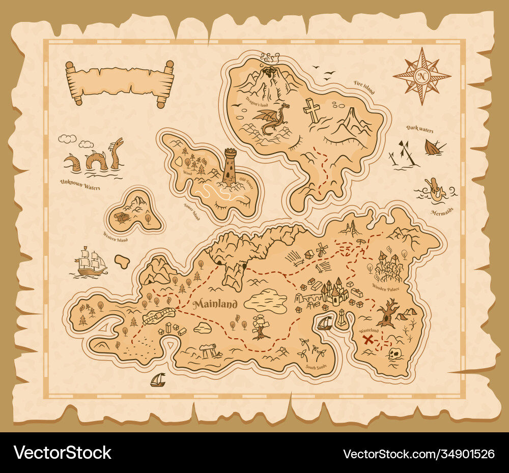 Old Pirate Map 5 Pcs Pirate Treasure Map Adventure Pirate Map Vintage