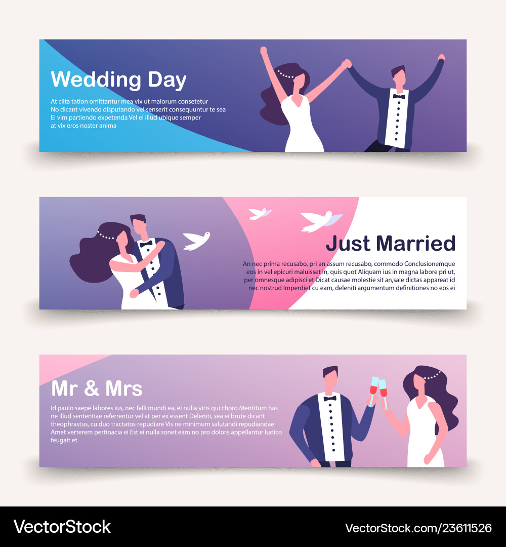 Wedding Card Banners - Cartoon Style Royalty Free Vector