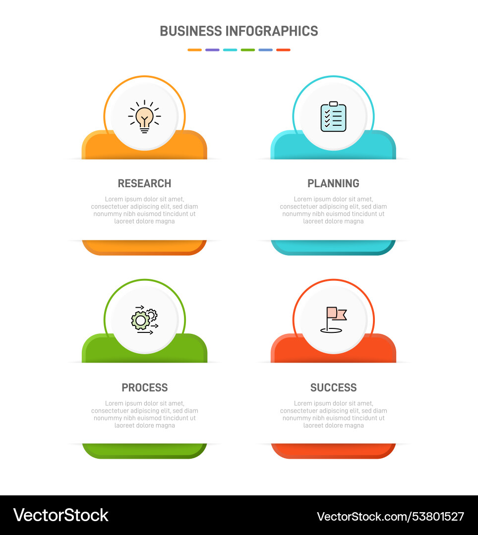 4 clean infographic design shaped elements Vector Image