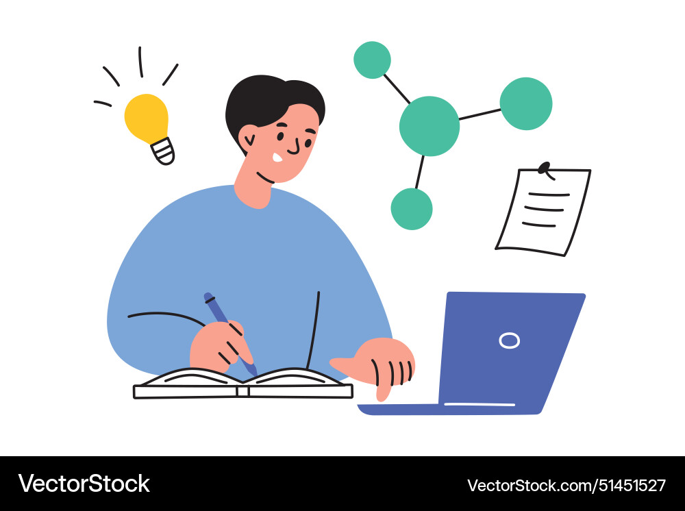A student preparing Royalty Free Vector Image - VectorStock