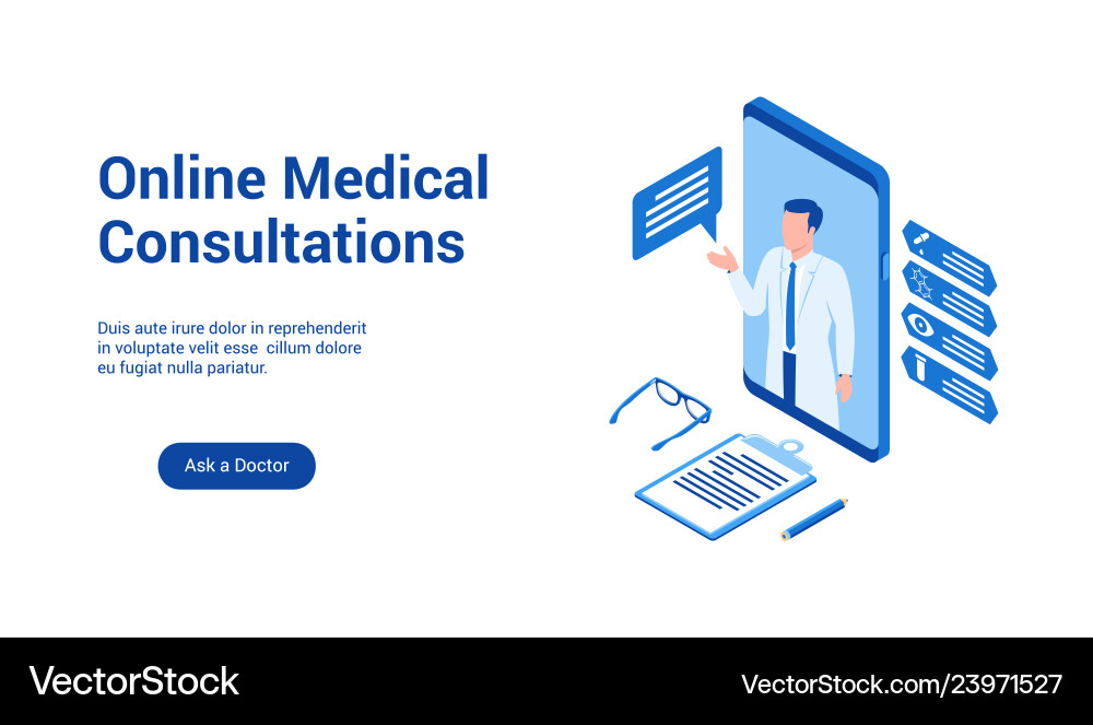 Isometric Medical Consultation Template Royalty Free Vector