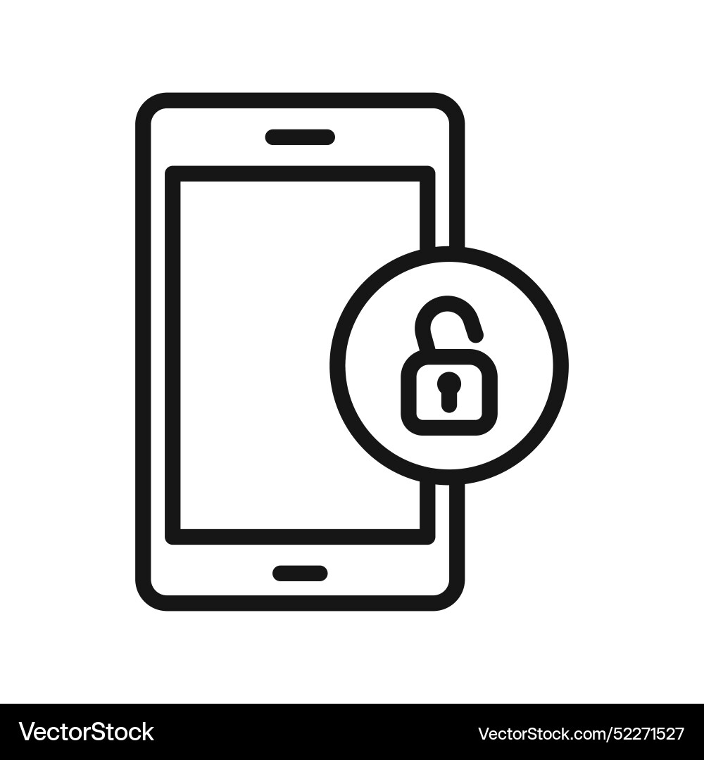 Mobile unlock icon black line art logo Royalty Free Vector