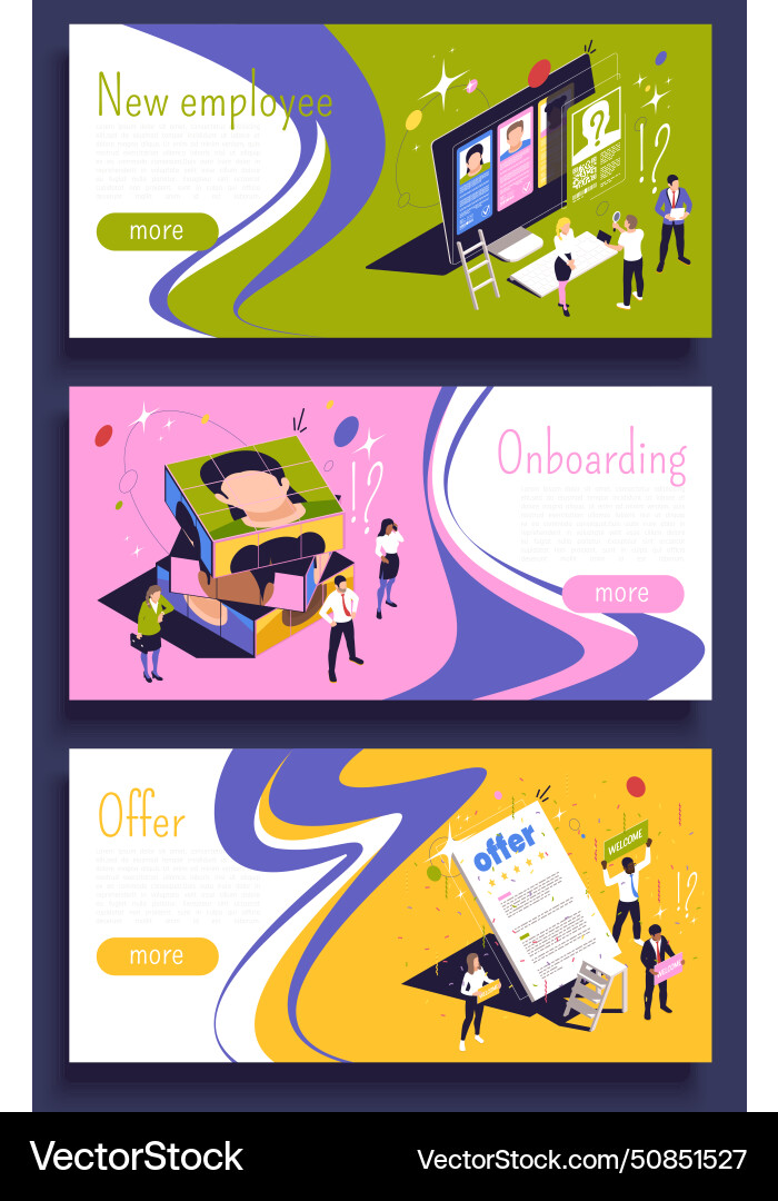 Onboarding isometric banners set Royalty Free Vector Image