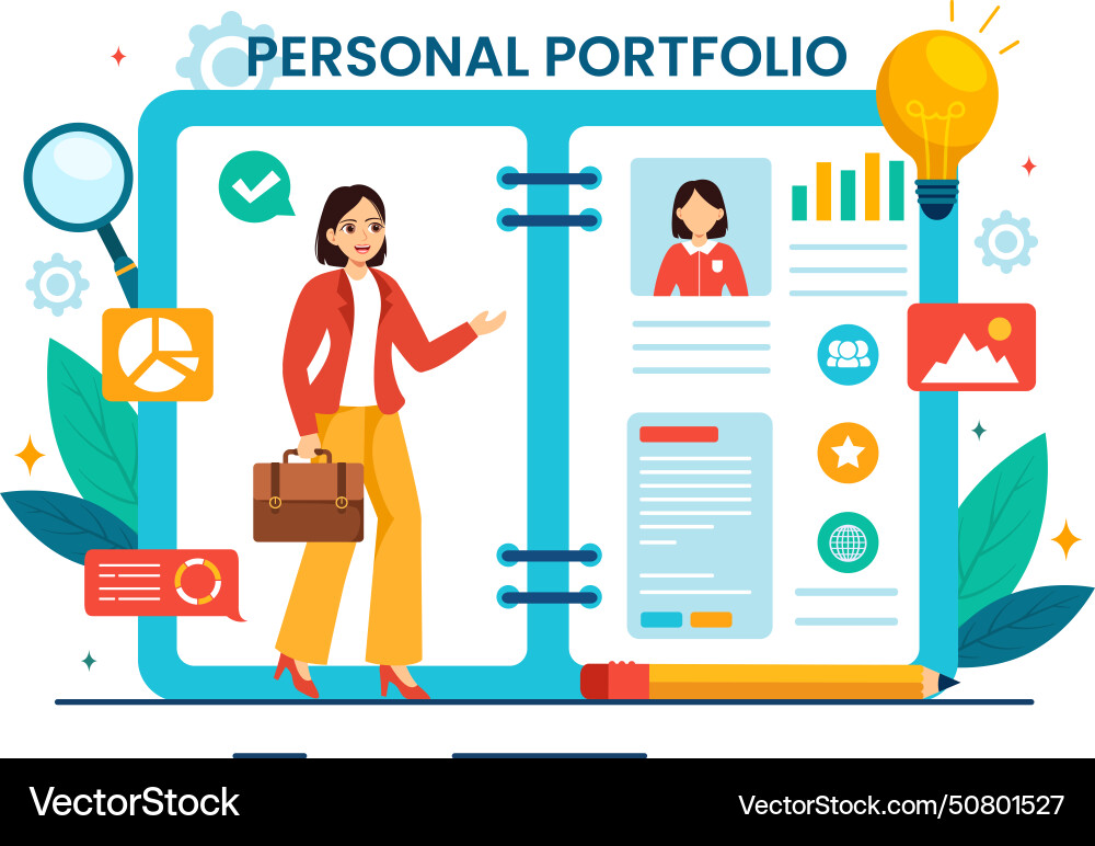 Personal portfolio with profile data resume Vector Image