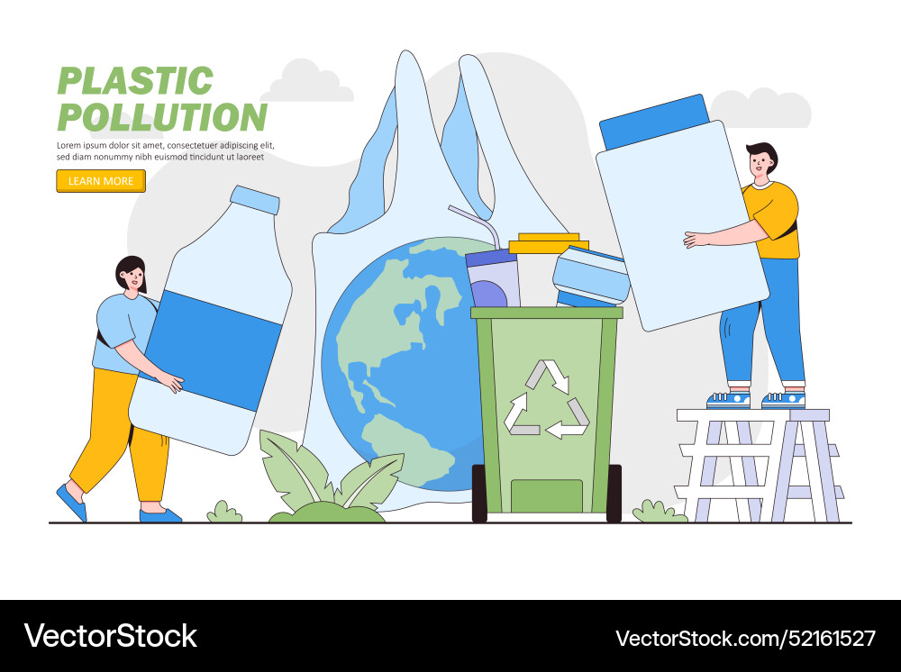 Plastic pollution problem concept people Vector Image