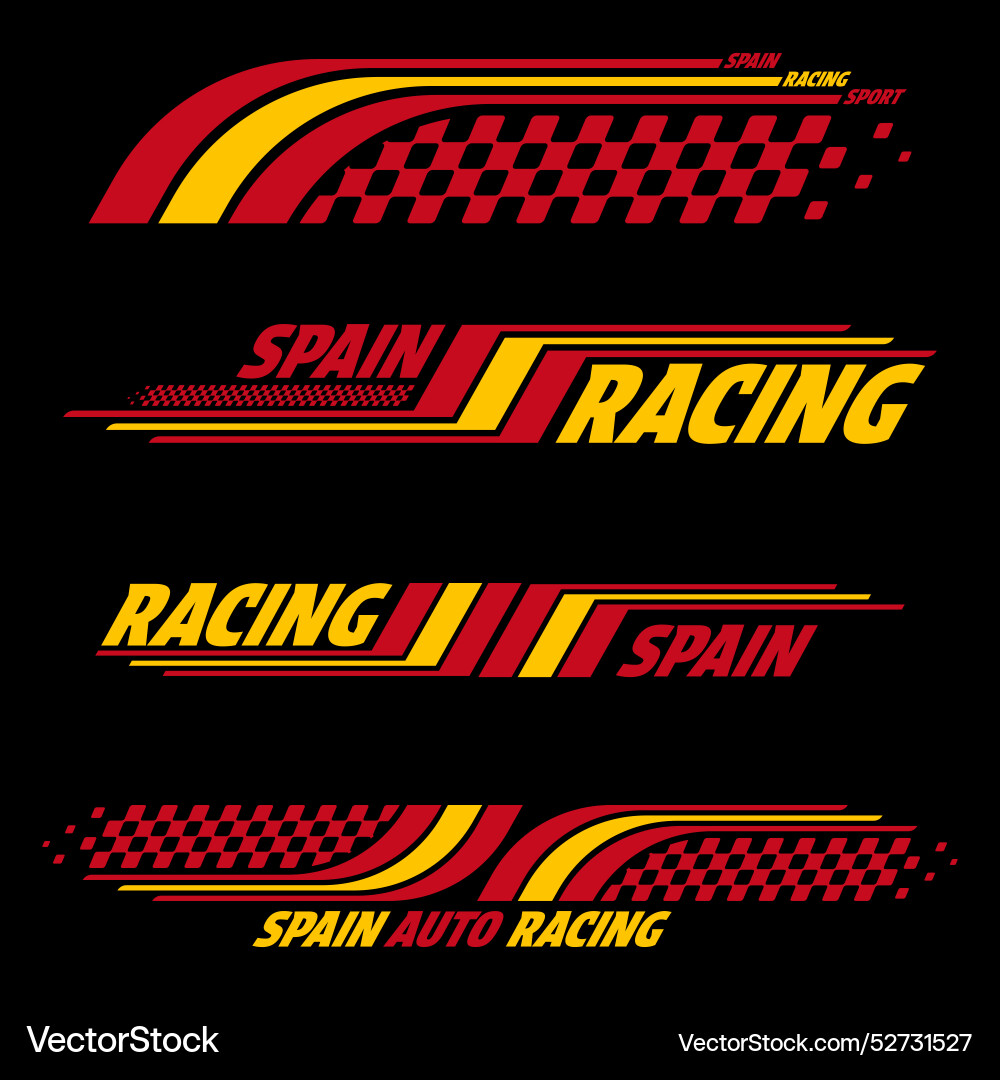 Racing Spain Flag Decals - Checkered Royalty Free Vector