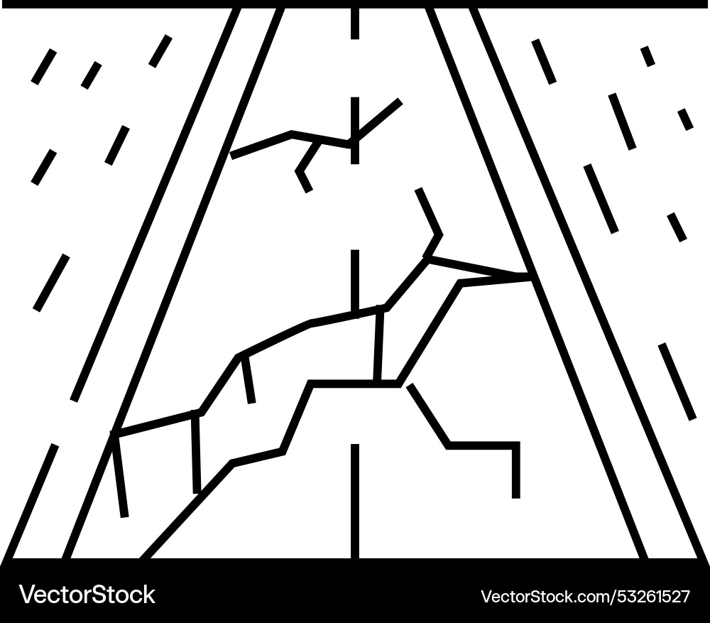 Road crack disaster line icon Royalty Free Vector Image