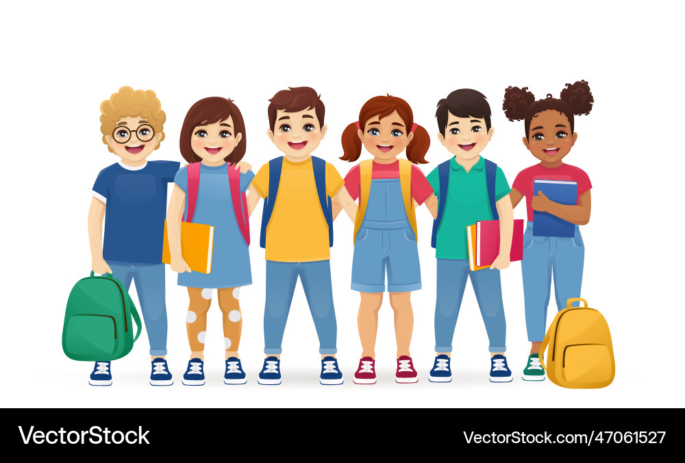 School children set Royalty Free Vector Image - VectorStock