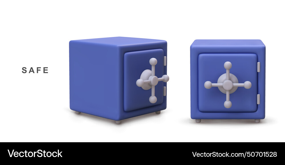 3d realistic two blue safes isolated on white Vector Image