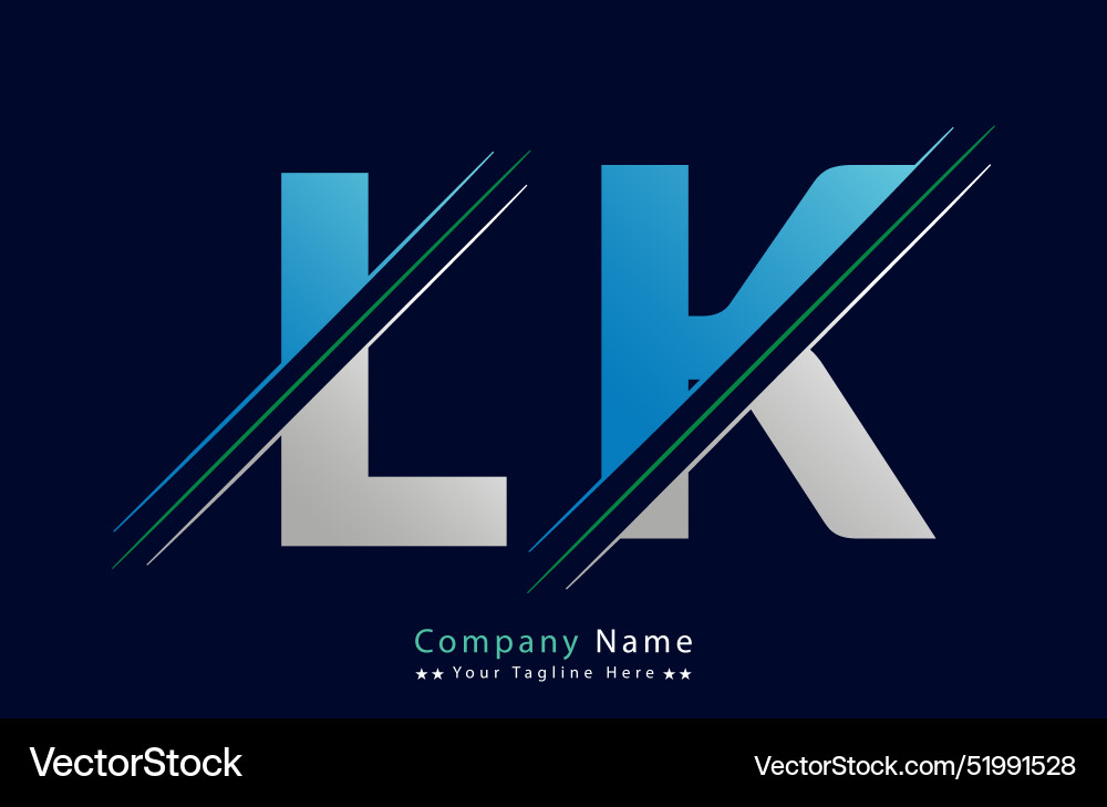 Abstract lk letter logo design template Royalty Free Vector