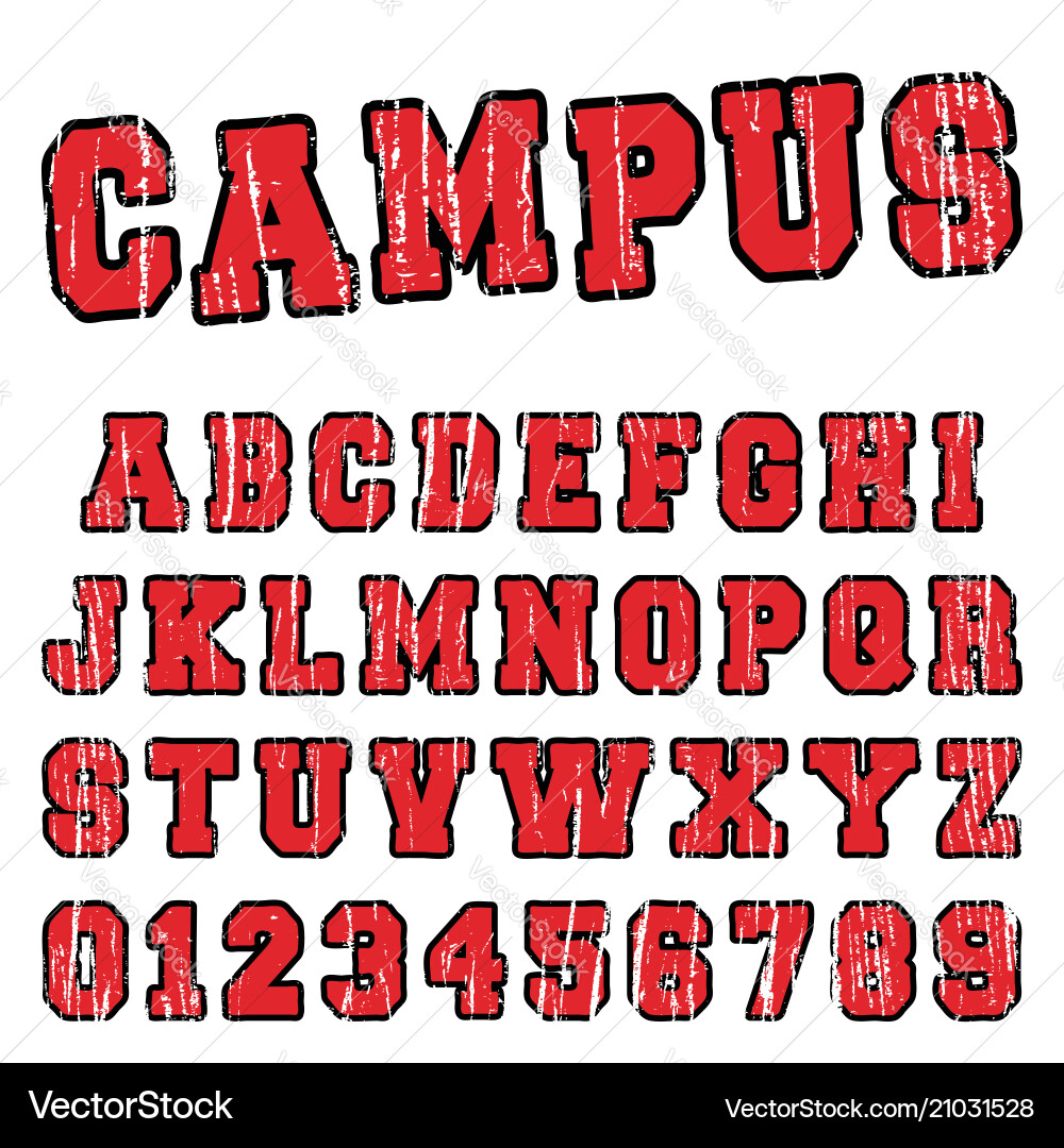 Campus alphabet font template Royalty Free Vector Image