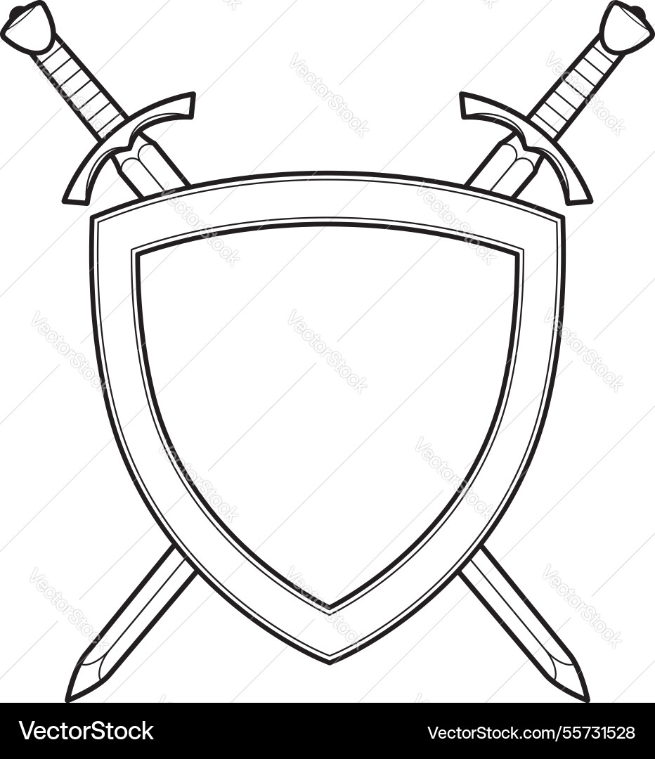 Classic medieval crossed swords with shield Vector Image