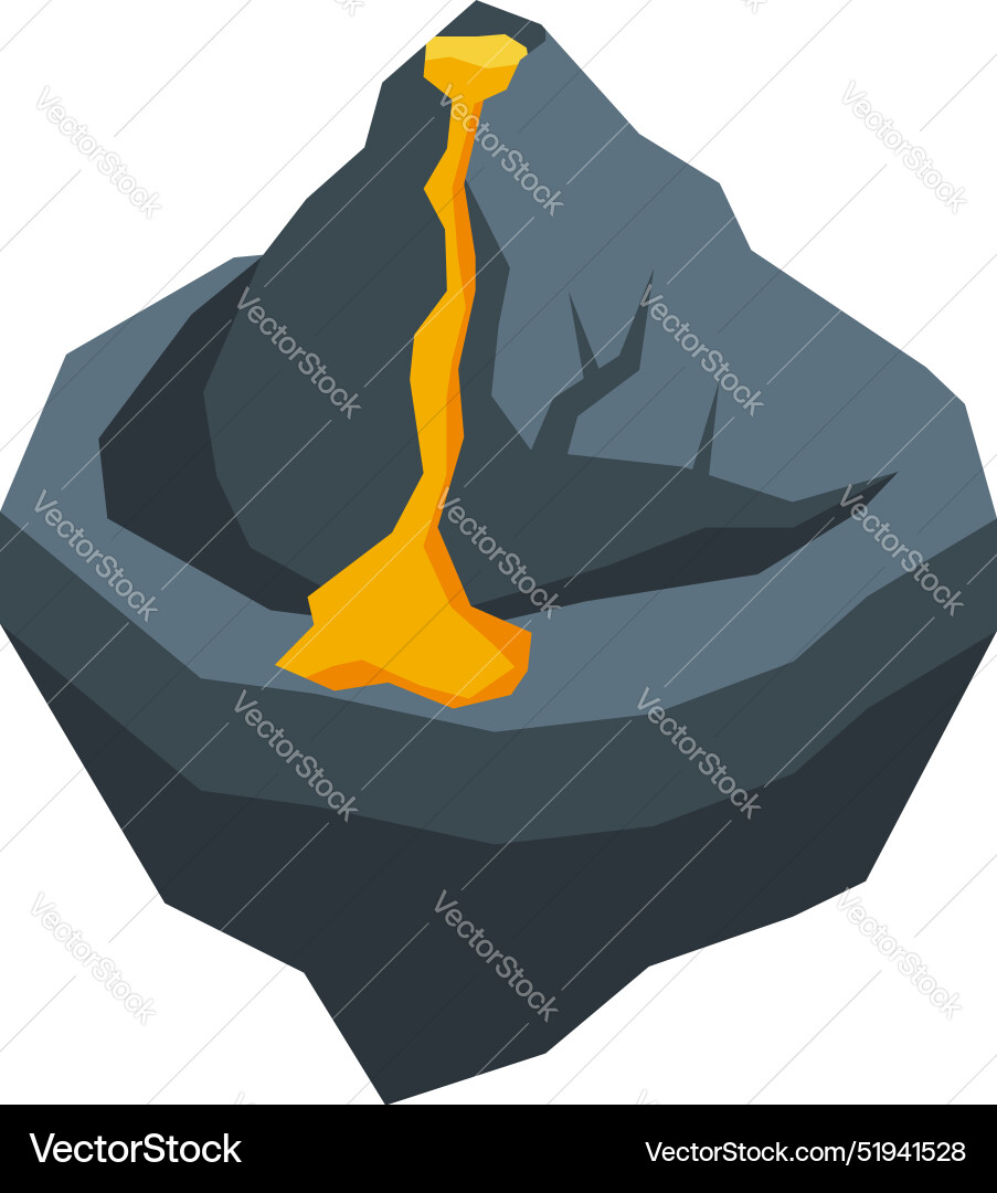 Grey volcano erupting molten lava creating crater Vector Image