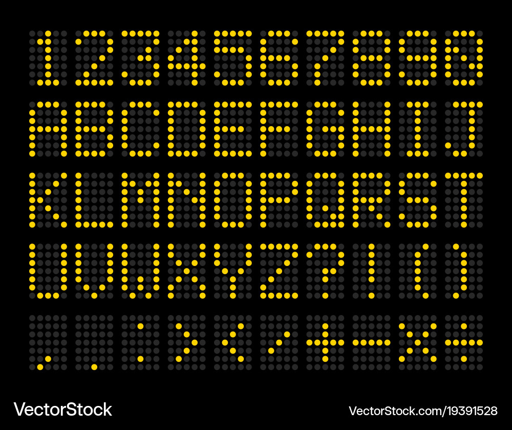 Led digital alphabet Royalty Free Vector Image