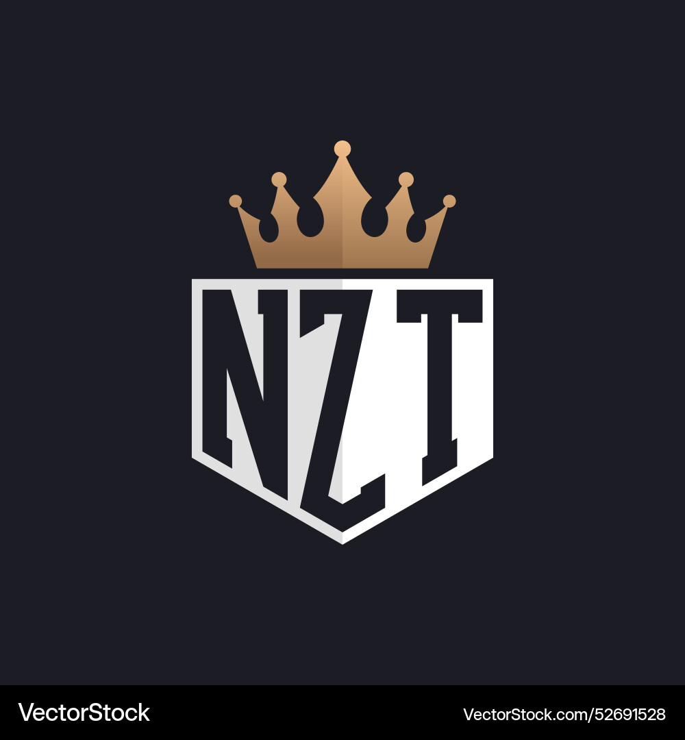 Luxury nzt logo with crown elegant initials Vector Image