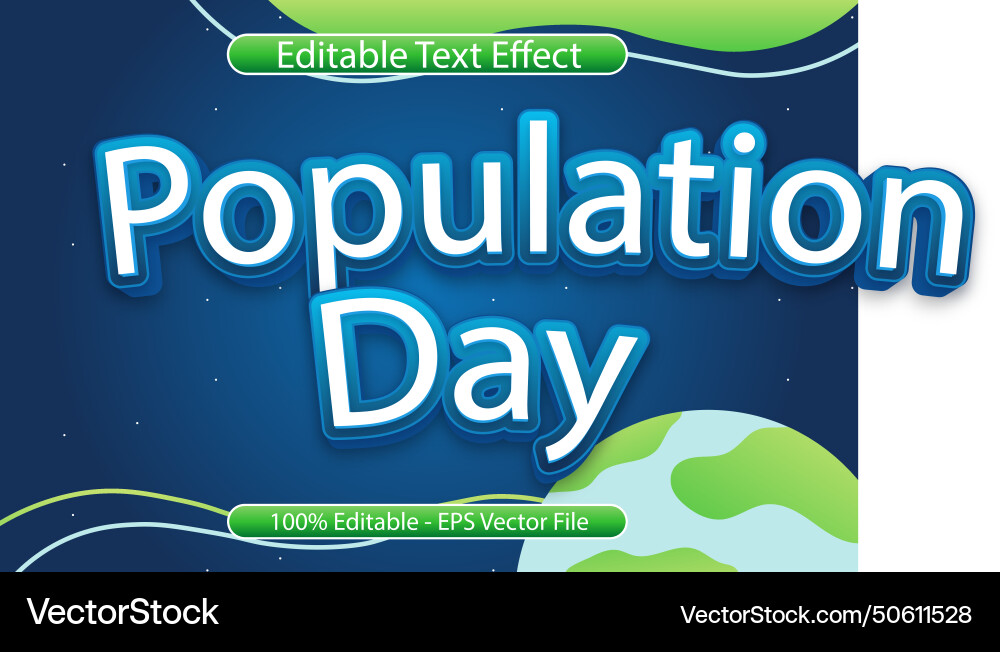 Population day editable text effect 3 dimension Vector Image