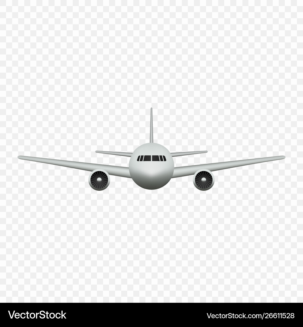 Realistic airplane isolated front view Royalty Free Vector