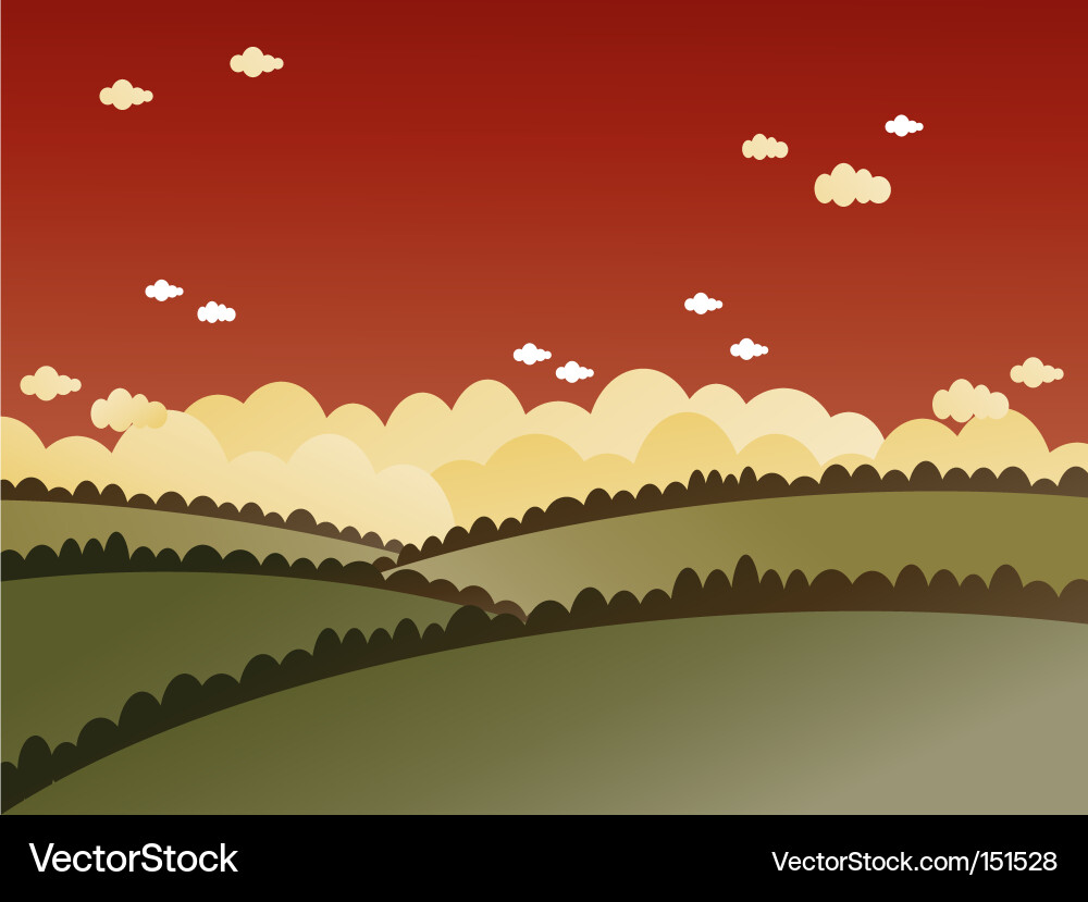 Red sky landscape Royalty Free Vector Image - VectorStock