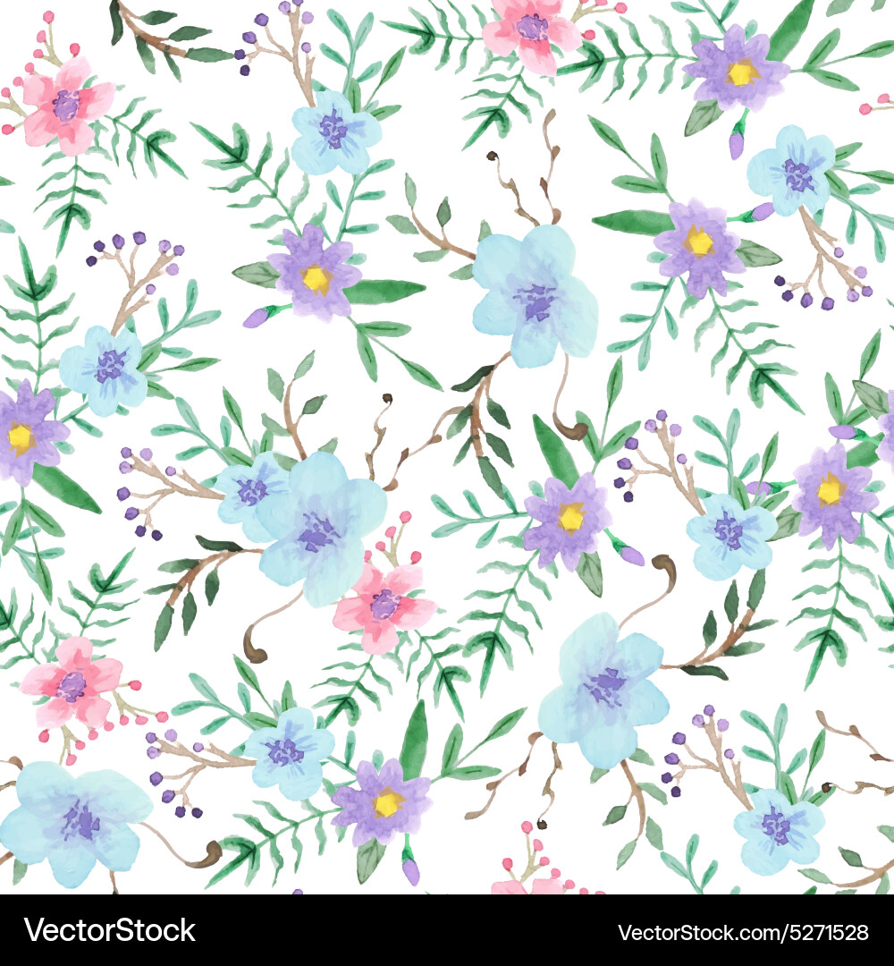 Watercolor floral seamless pattern Royalty Free Vector Image